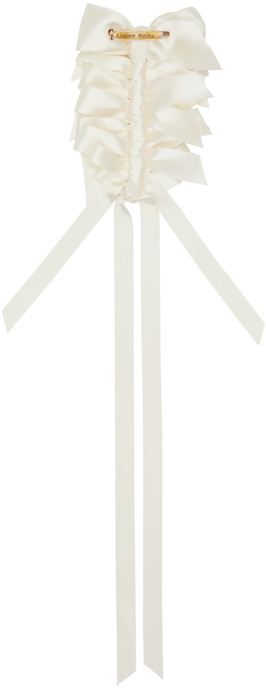 Simone Rocha Off-White Long Rosette Bow Brooch Simone Rocha