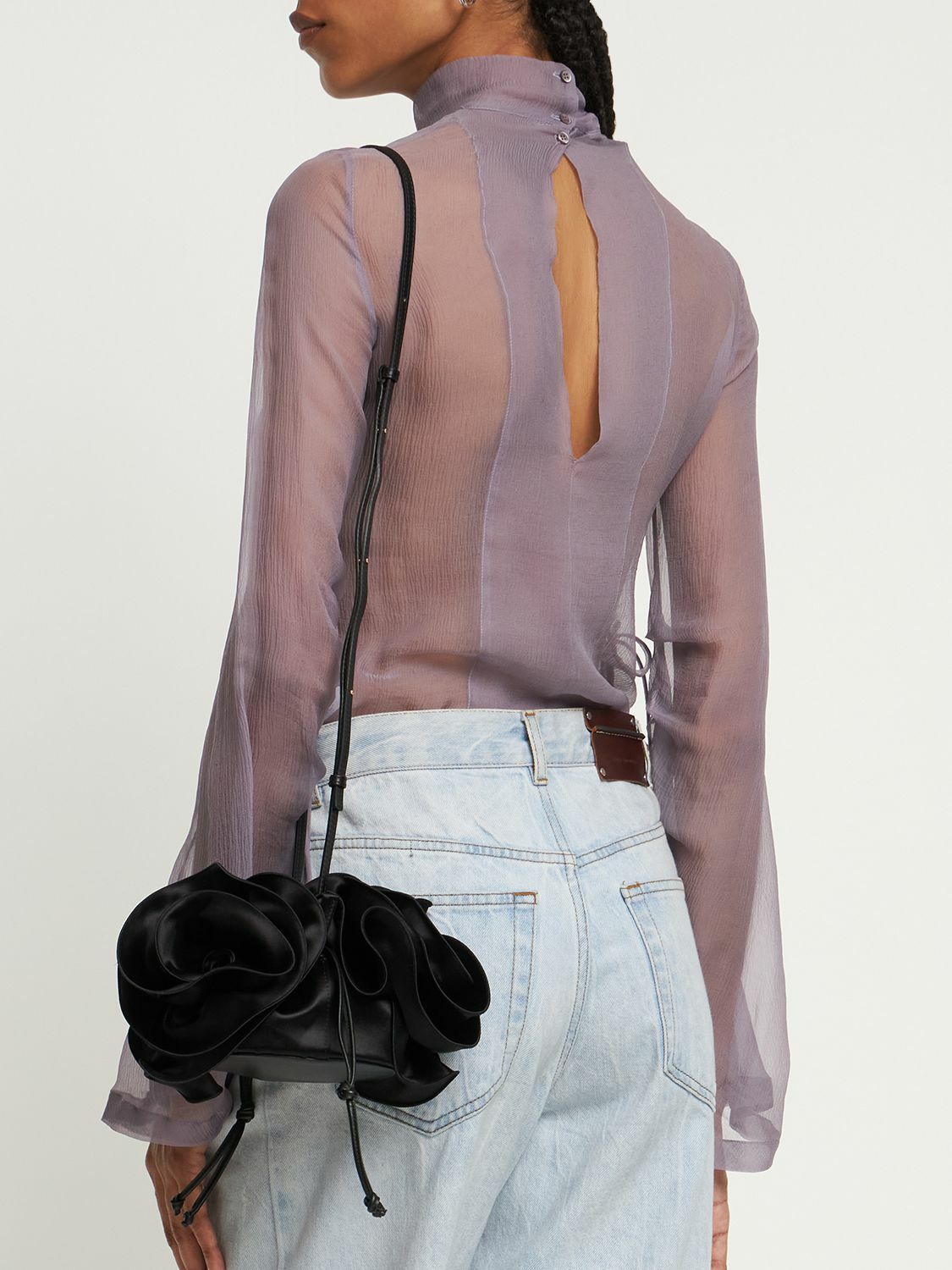MAGDA BUTRYM - Magda Black Satin Shoulder Bag Magda Butrym