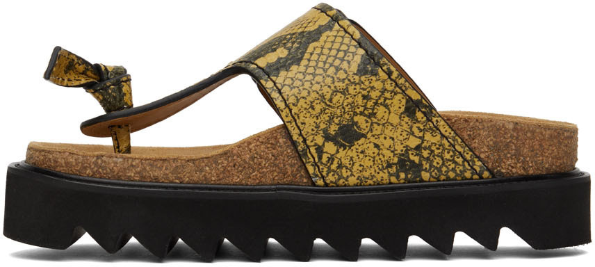 Acne Studios Yellow Snake Flat Sandals Acne Studios