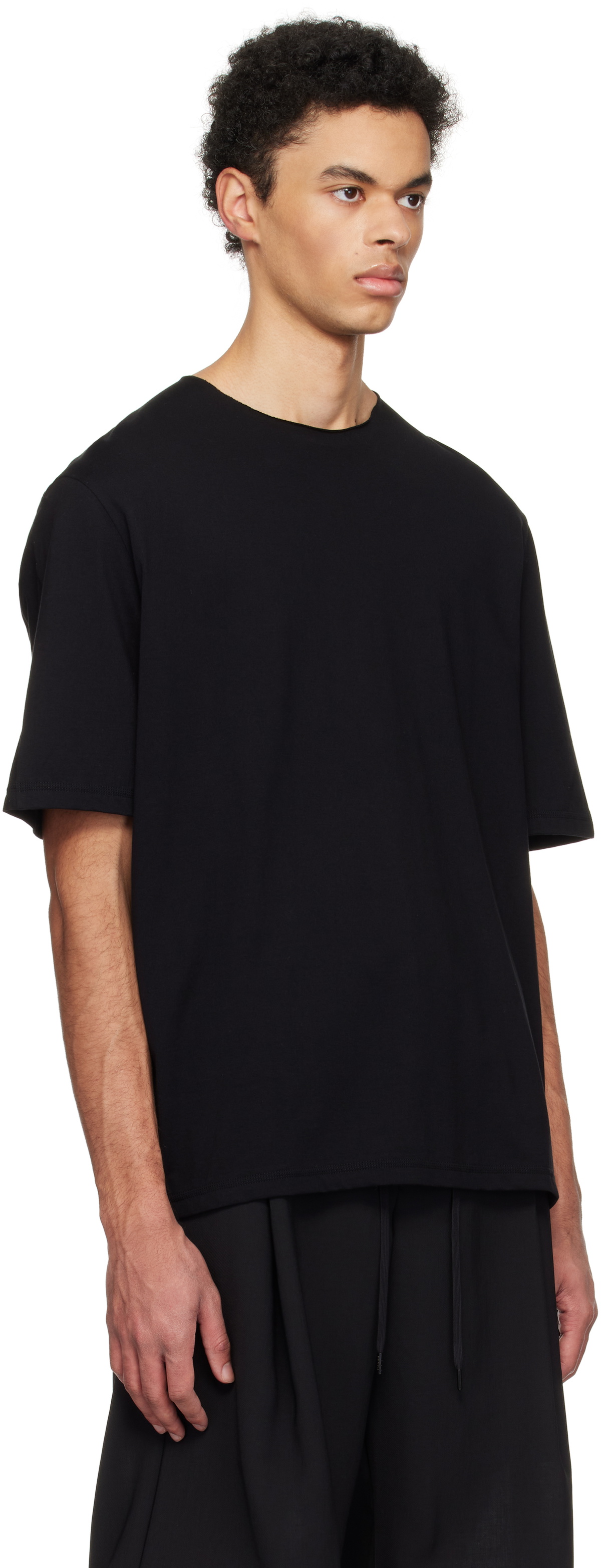 DEVOA Black Paneled T-shirt
