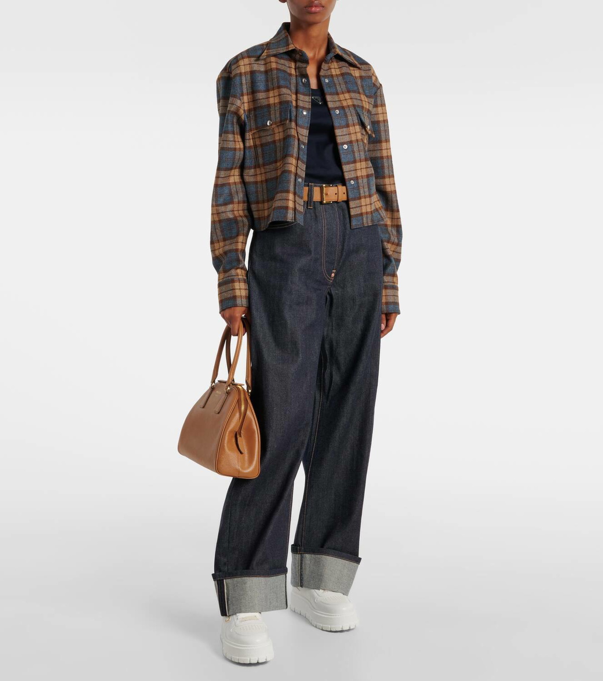 Prada Shearling-lined platform leather sneakers Prada
