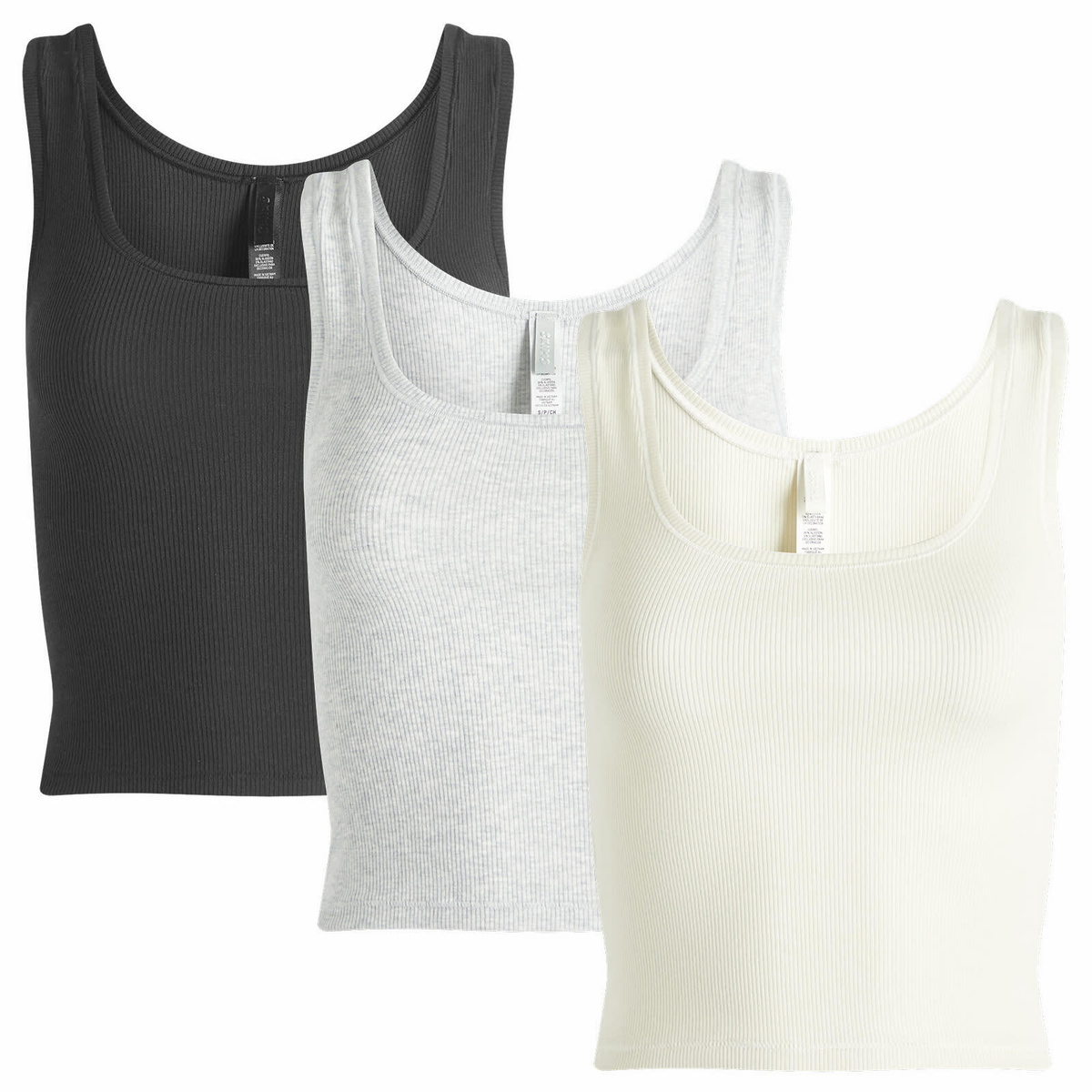 SKIMS Women's Cotton Rib Tank 3 Pack Bundle in Bone Multi SKIMS