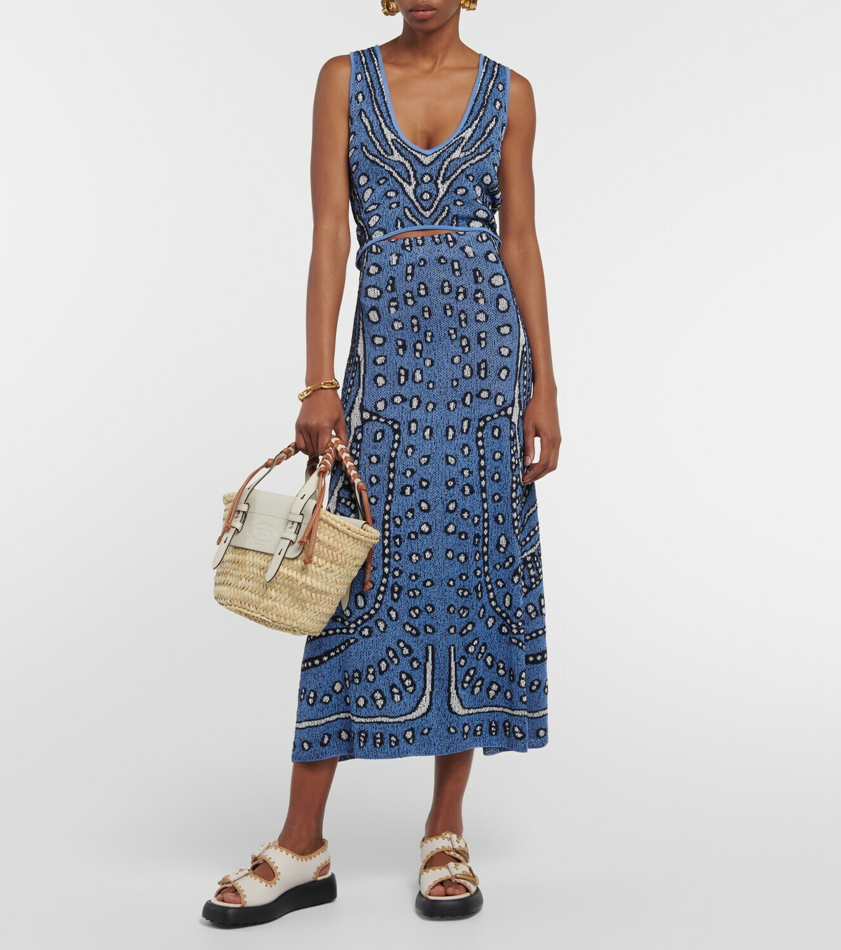 Tod's - Small leather-trimmed raffia tote bag Tod's