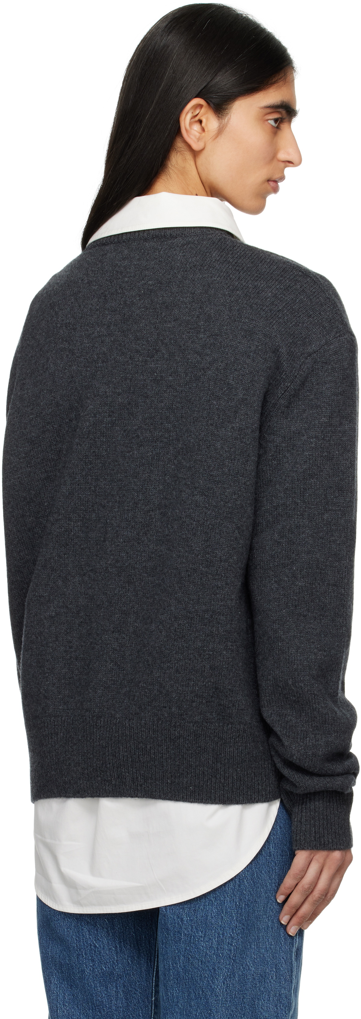 The Frankie Shop Gray Rafaela Padded Knit Sweater The Frankie Shop