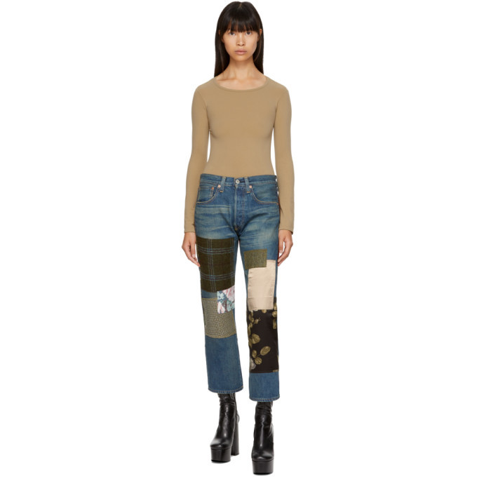 Junya Watanabe Indigo Multi Fabric Patchwork Jeans Junya Watanabe