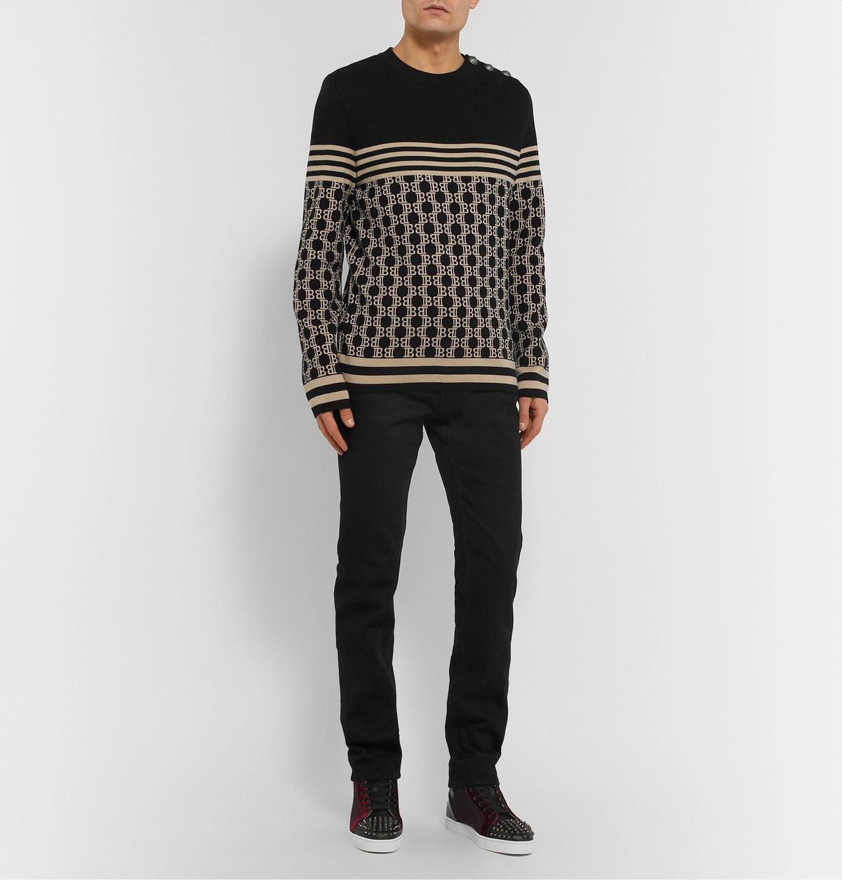 Christian Louboutin - Lou Spikes Orlato Velvet, Raffia and Leather High ...