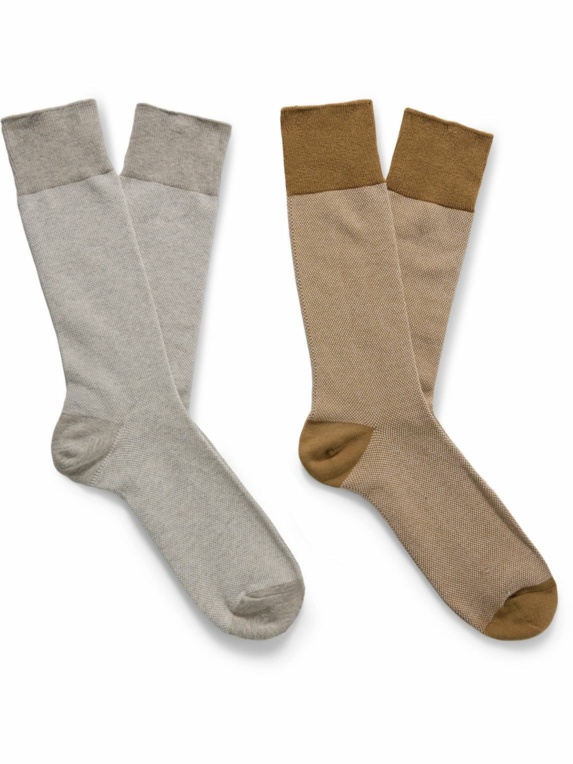 Mr P. - Set of Two Birdseye Cotton-Blend Socks Mr P.