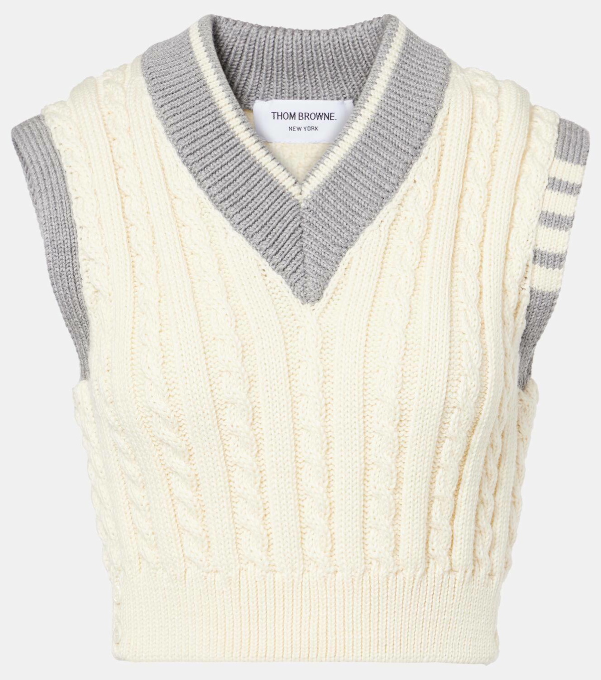 Thom Browne Cropped cable-knit wool sweater vest Thom Browne