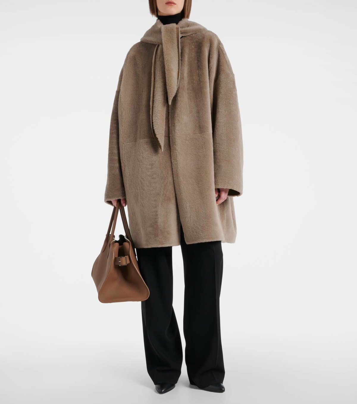The Row Parnasse shearling-lined suede coat The Row