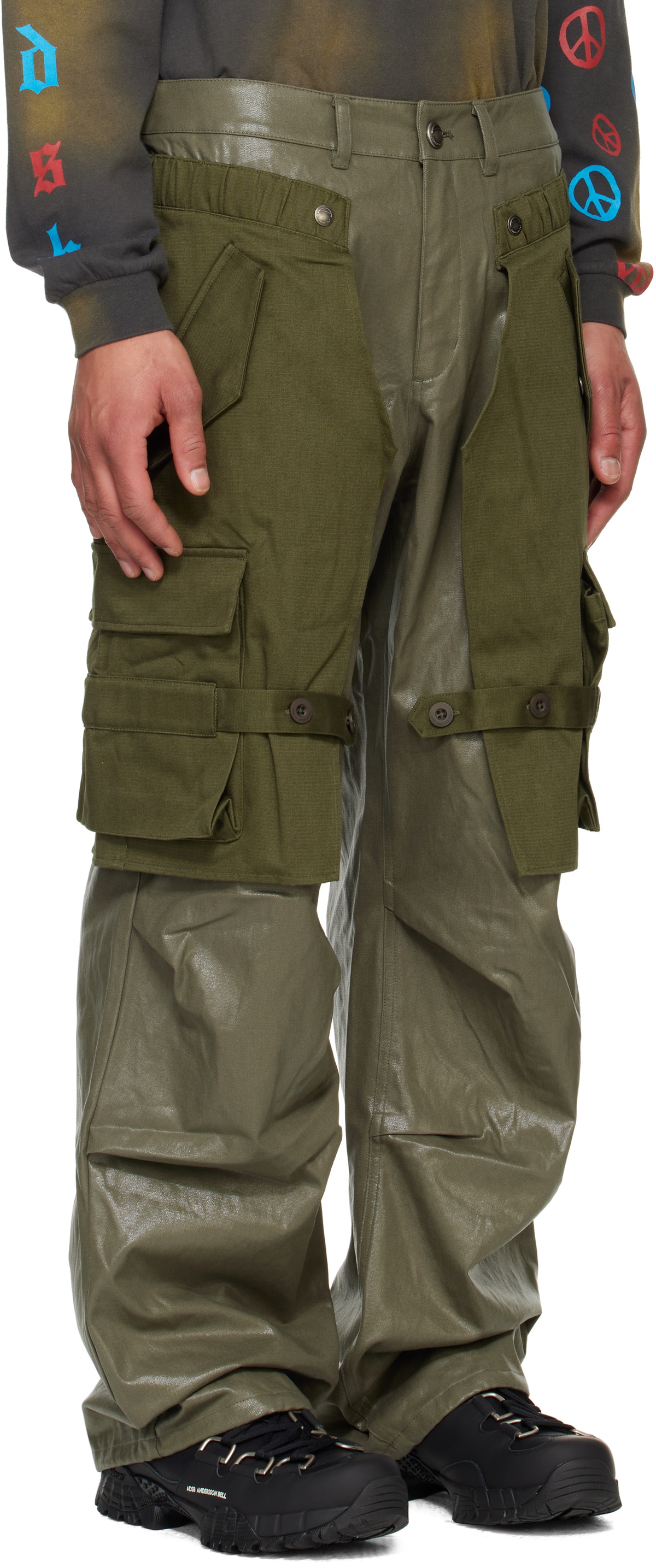 Andersson Bell SSENSE Exclusive Khaki Raptor Layered Cargo Pants ...