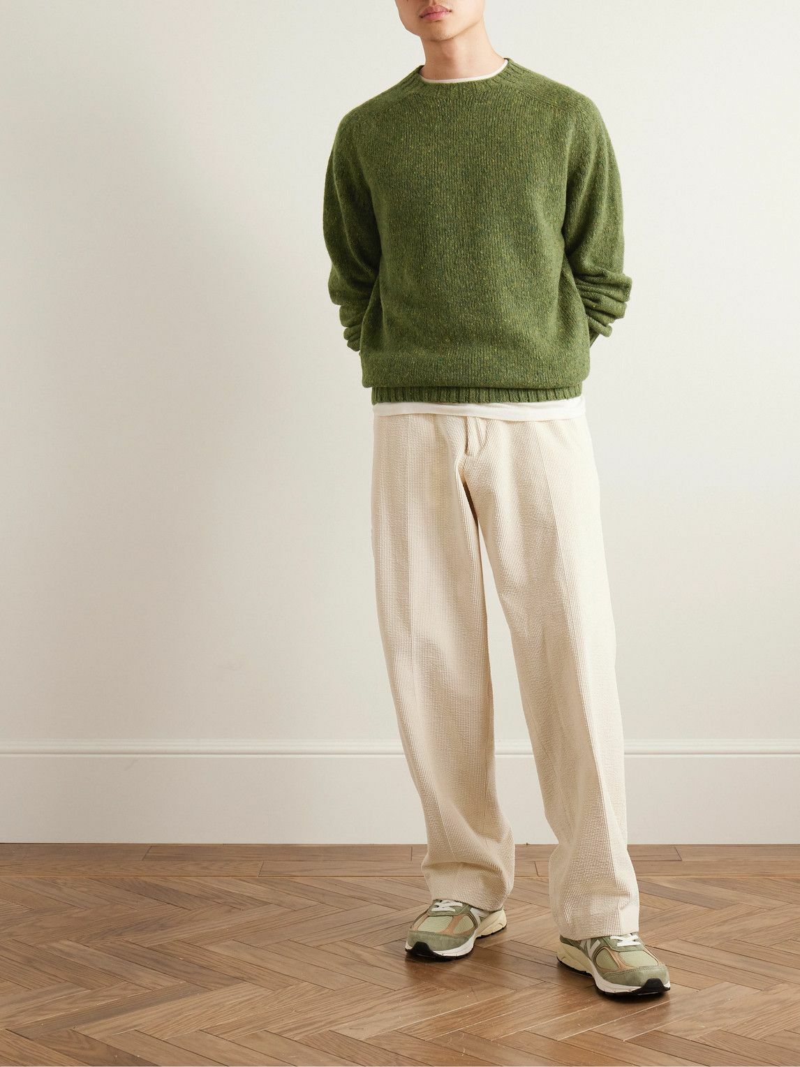 Howlin' - Terry Donegal Wool Sweater - Green Howlin' by Morrison