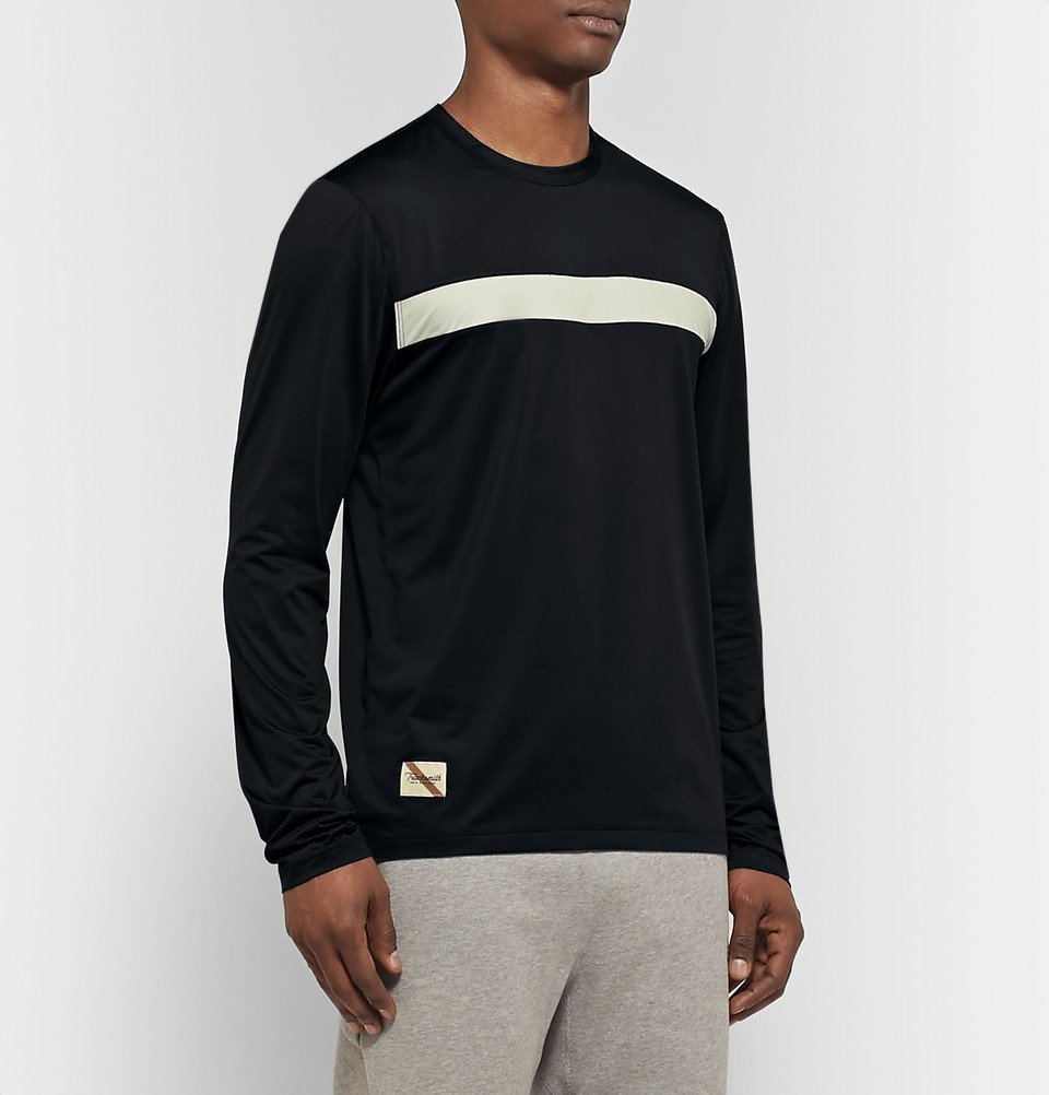 Tracksmith - Twilight Striped Stretch-Mesh T-Shirt - Black Tracksmith