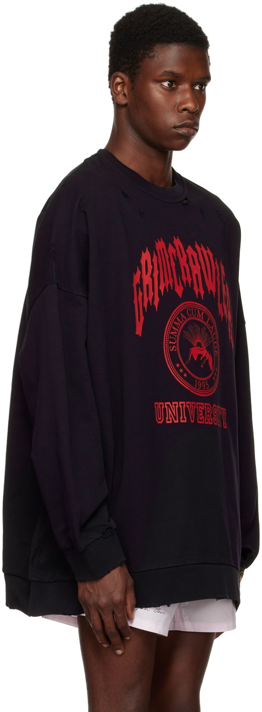 Raf Simons Black Grimcrawler Destroyed Sweatshirt Raf Simons