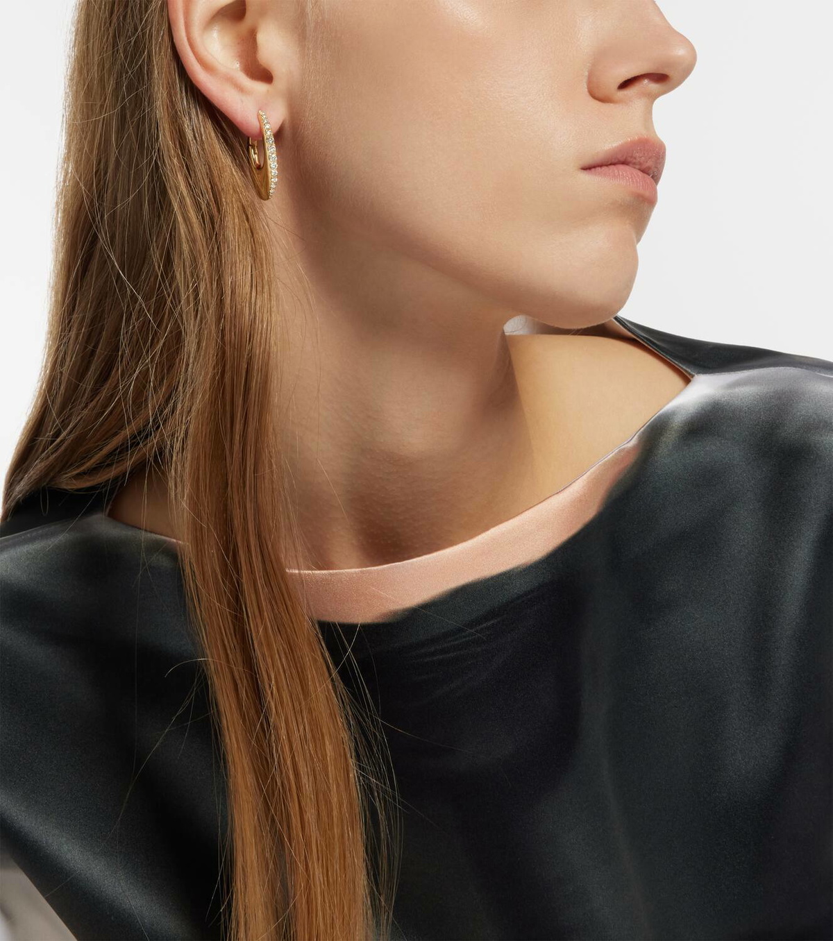 Melissa Kaye Lulu Medium 18kt gold hoop earrings with diamonds Melissa Kaye