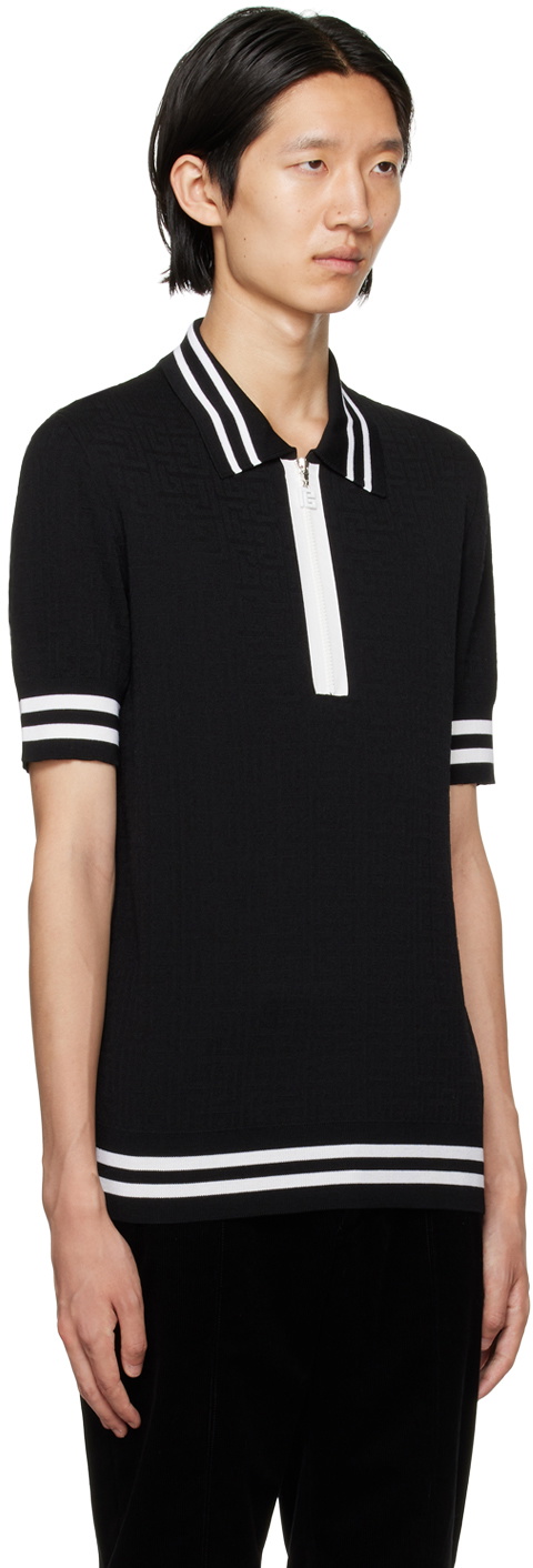 Balmain Black Half-Zip Polo Balmain