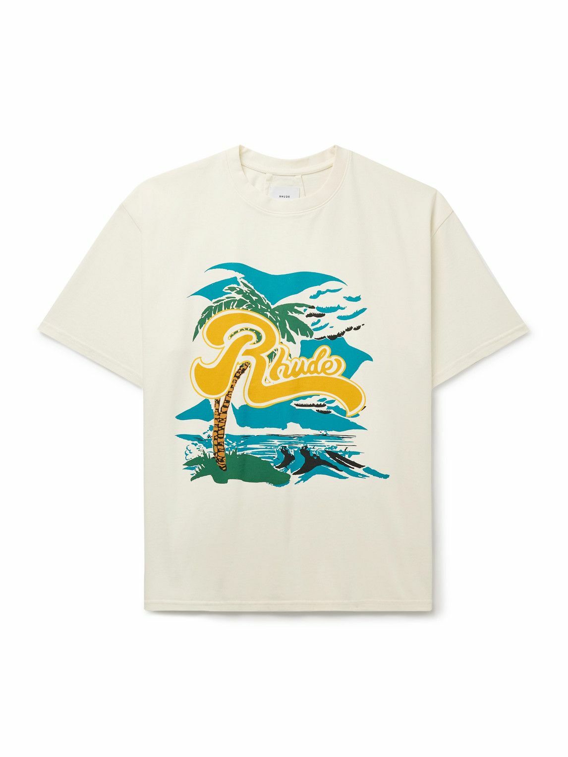 Rhude - Regatta Logo-Print Cotton-Jersey T-Shirt - Neutrals Rhude