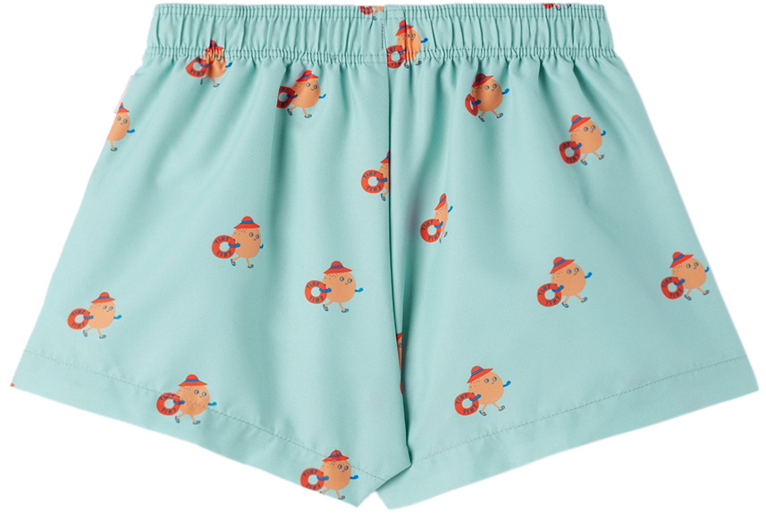 TINYCOTTONS Kids Blue Beach Oranges Swim Shorts