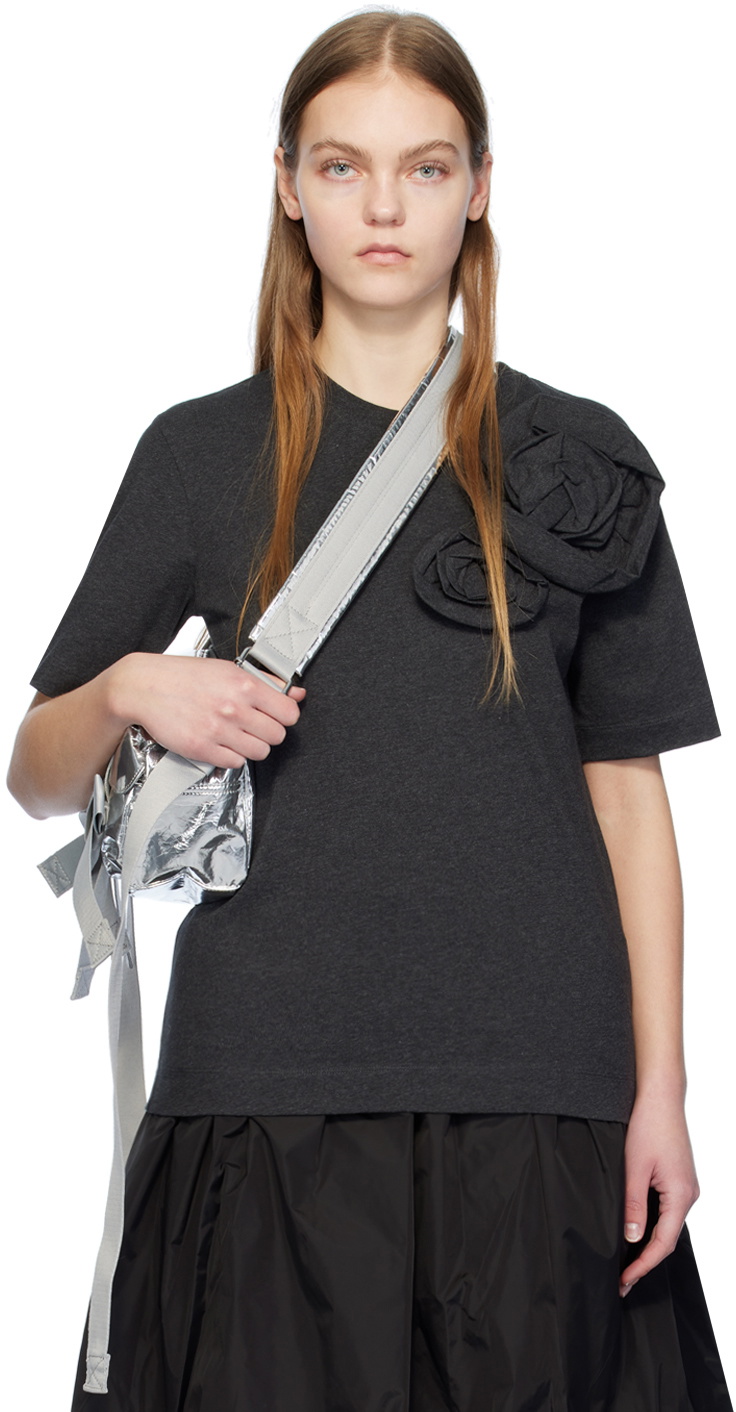 Simone Rocha Gray Pressed Rose T-Shirt Simone Rocha