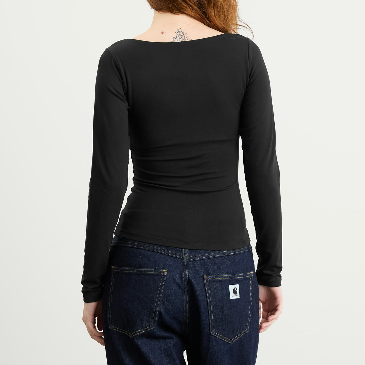 SKIMS Women's Smooth Layers Square Neck Long Sleeve Top in Obsidian SKIMS