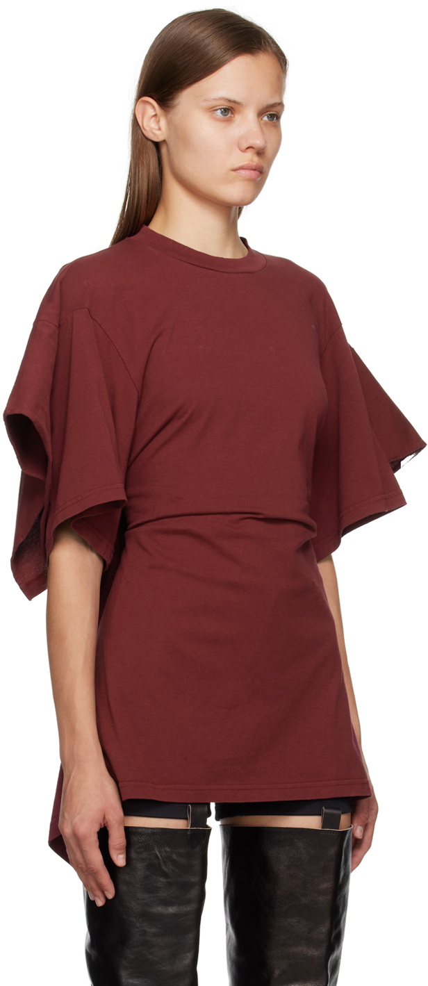 MM6 Maison Margiela Burgundy Open Back T-Shirt MM6 Maison Margiela