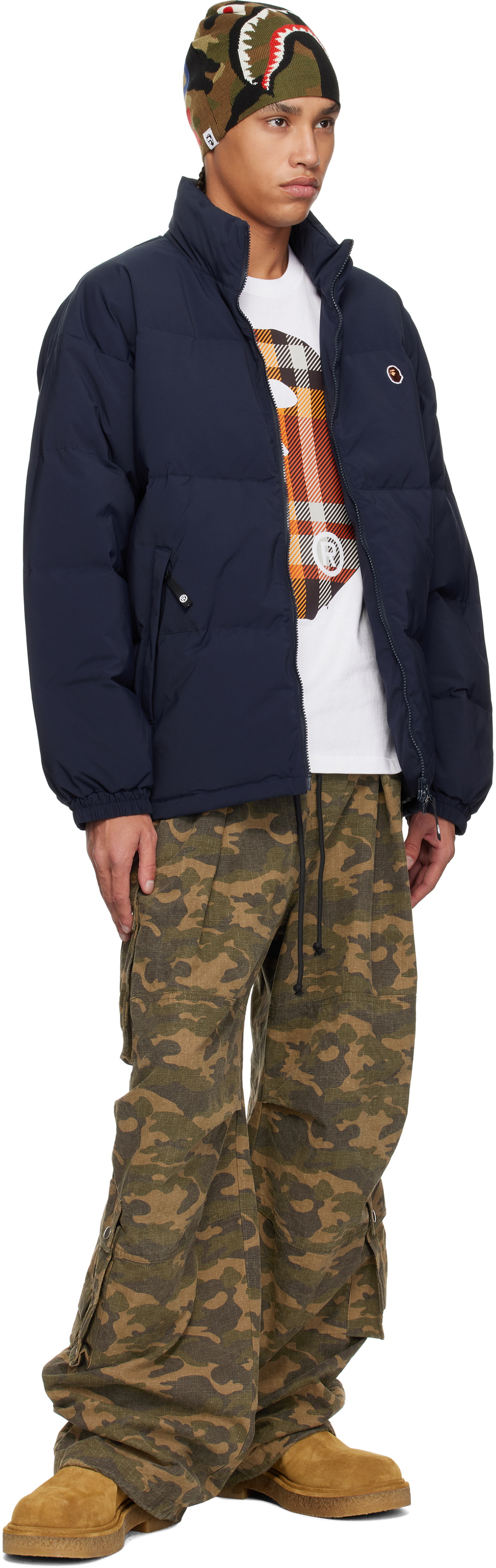 BAPE Navy One Point Down Jacket A Bathing Ape