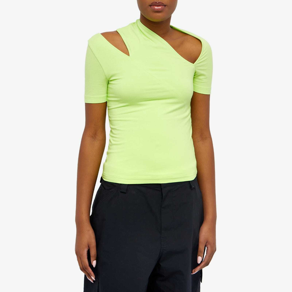 Helmut Lang Women's Slash Neck T-Shirt in Iguana Helmut Lang