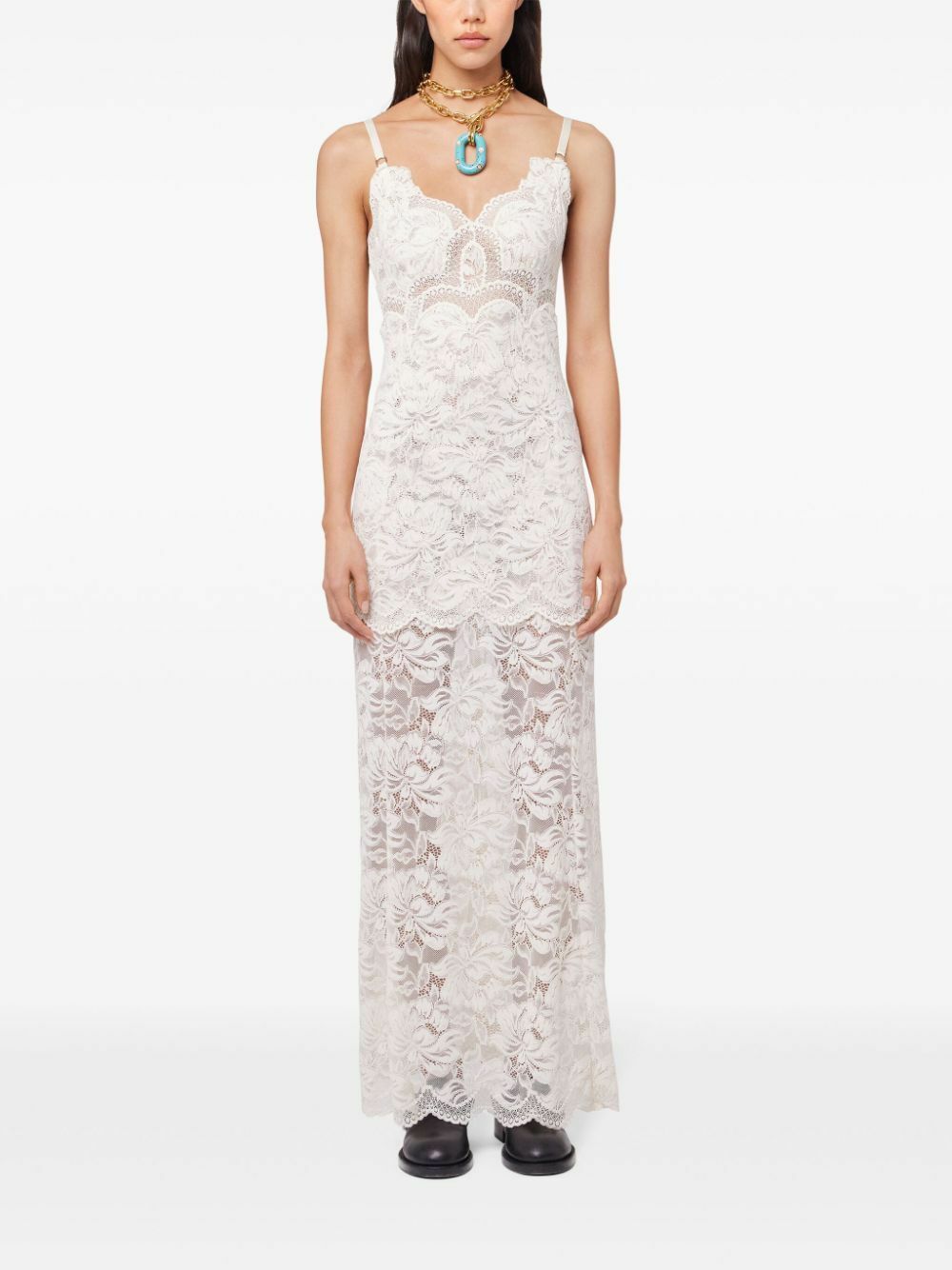 Rabanne White Long Lace Dress Paco Rabanne