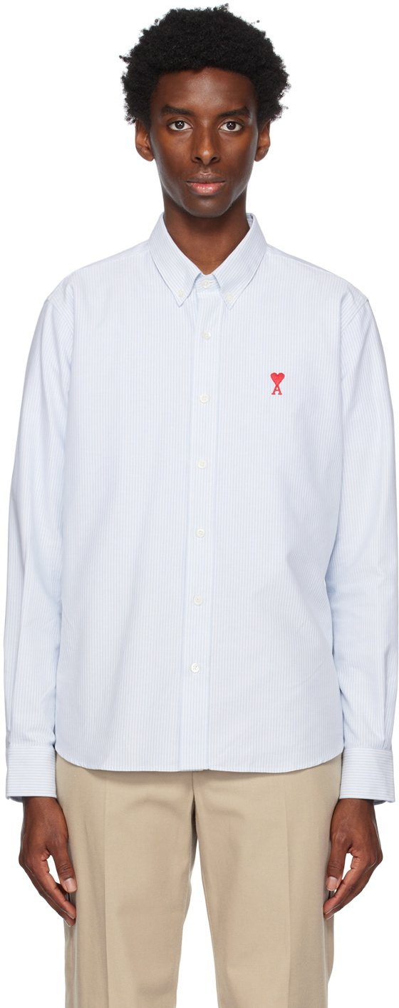 AMI Alexandre Mattiussi White & Blue Ami de Cœur Shirt AMI Alexandre ...