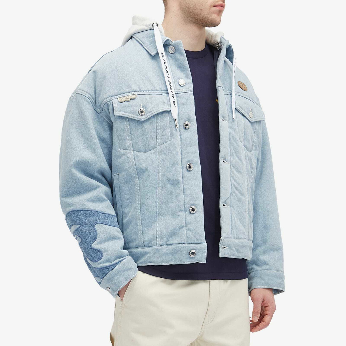 Men's AAPE Padded Denim Jacket in Light Blue AAPE by A Bathing Ape
