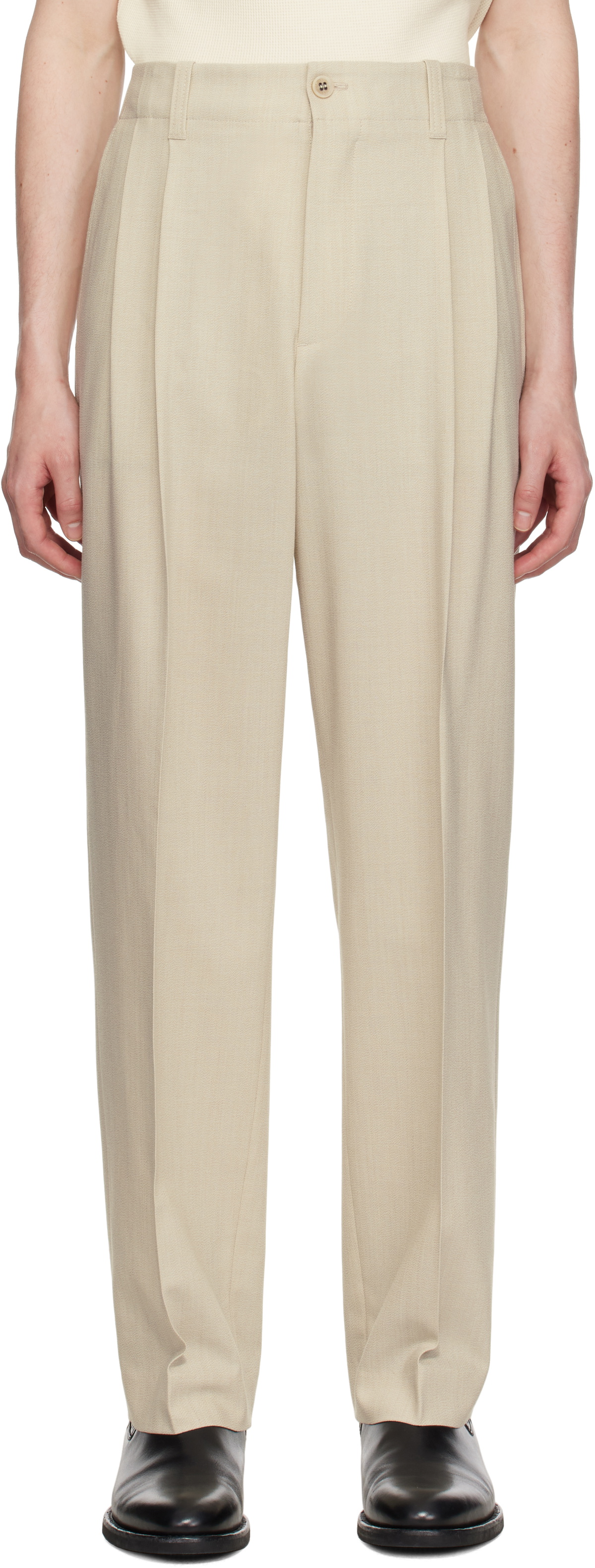 Golden Goose Beige Wool Blend Trousers Golden Goose Deluxe Brand