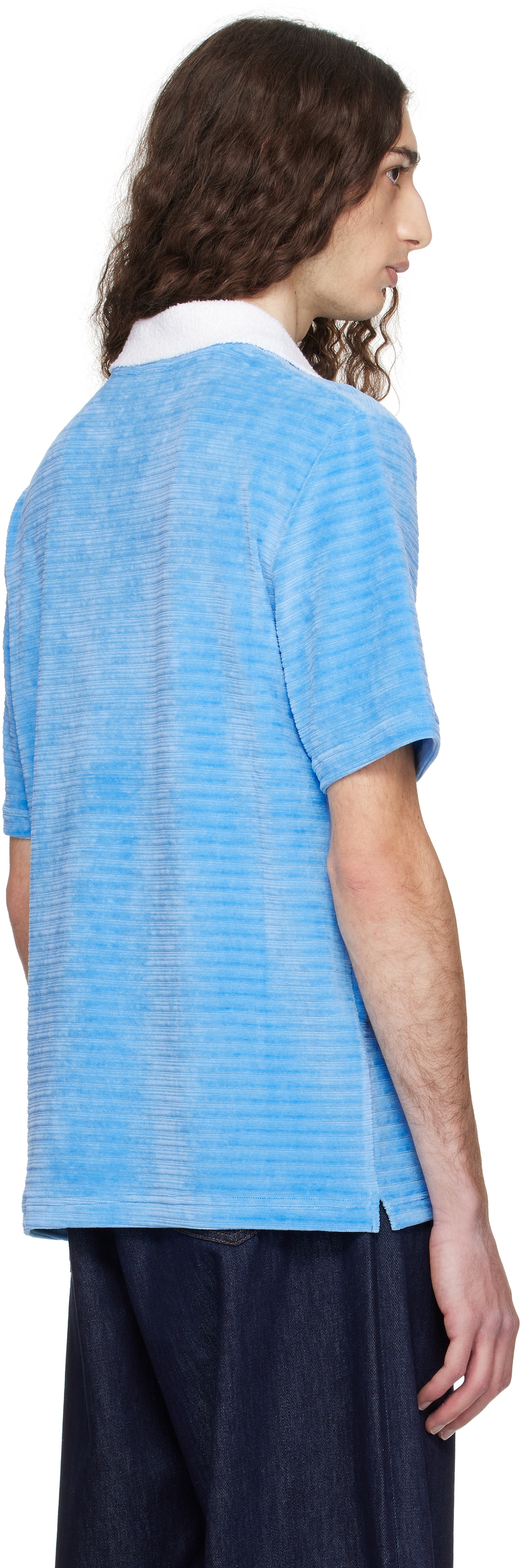 Casablanca Blue Velour Stripe Polo Casablanca