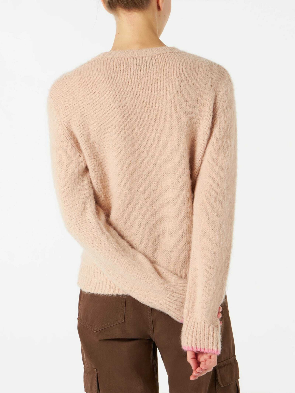 MC2 Saint Barth Woman Beige Brushed Sweater With Embroidery MC2 Saint Barth
