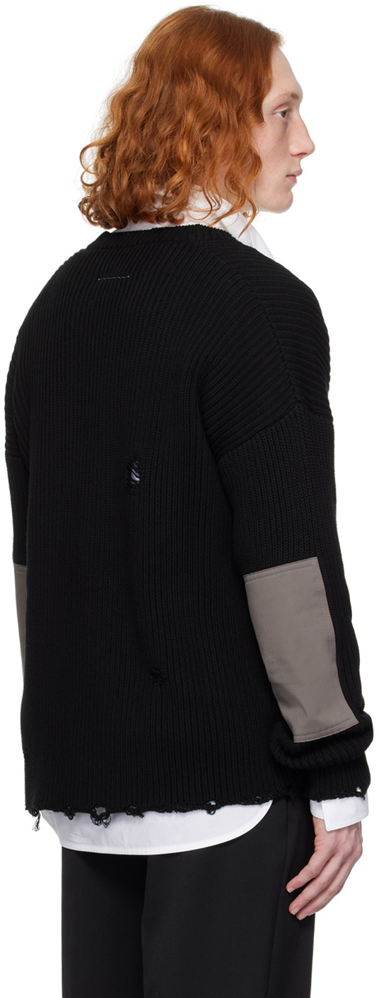 MM6 Maison Margiela Black Distressed Cardigan MM6 Maison Margiela