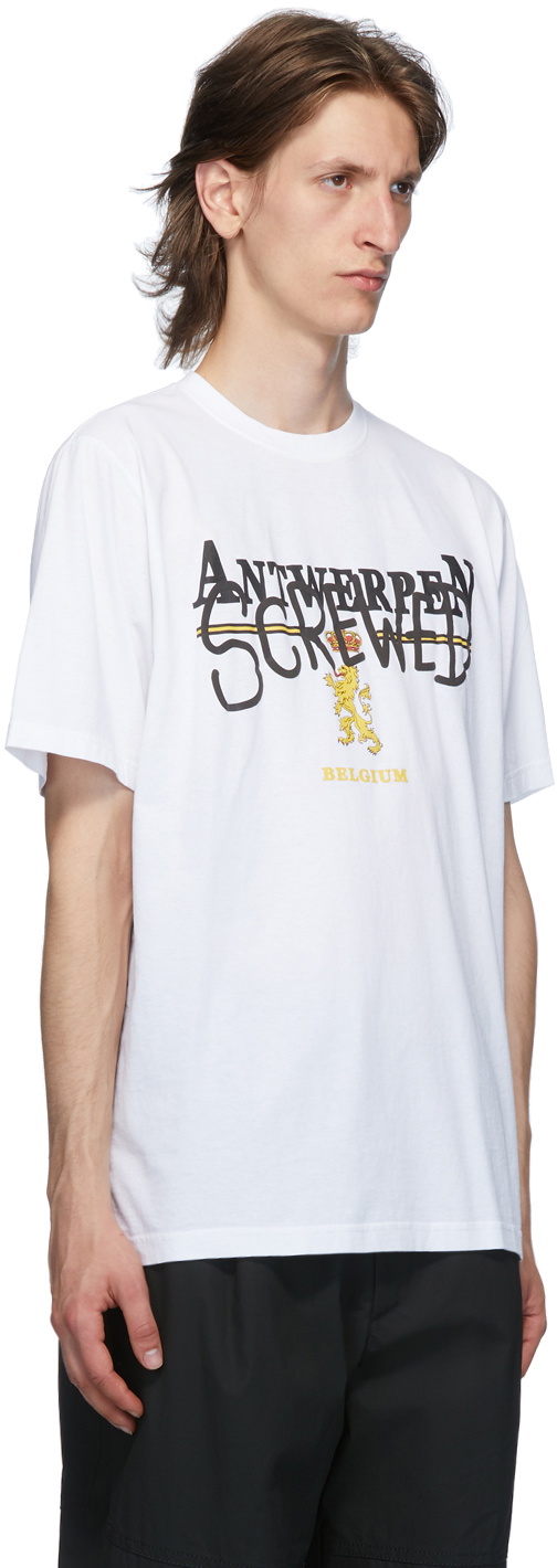 VETEMENTS White 'Antwerpen Screwed' T-Shirt Vetements