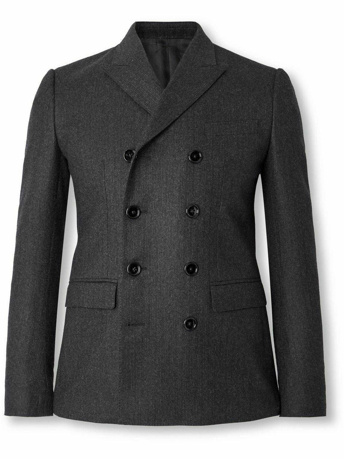 CELINE - Slim-Fit Double-Breasted Pinstriped Brushed Wool-Twill Suit ...