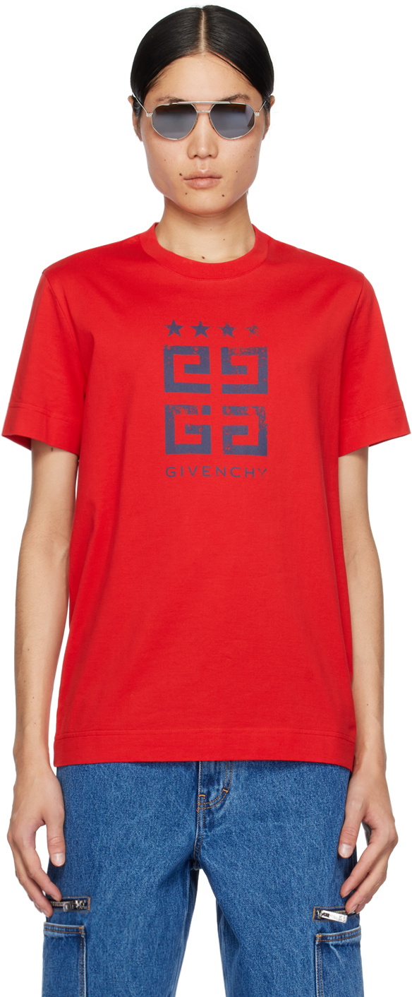 Givenchy Red 4G Stars T-Shirt Givenchy