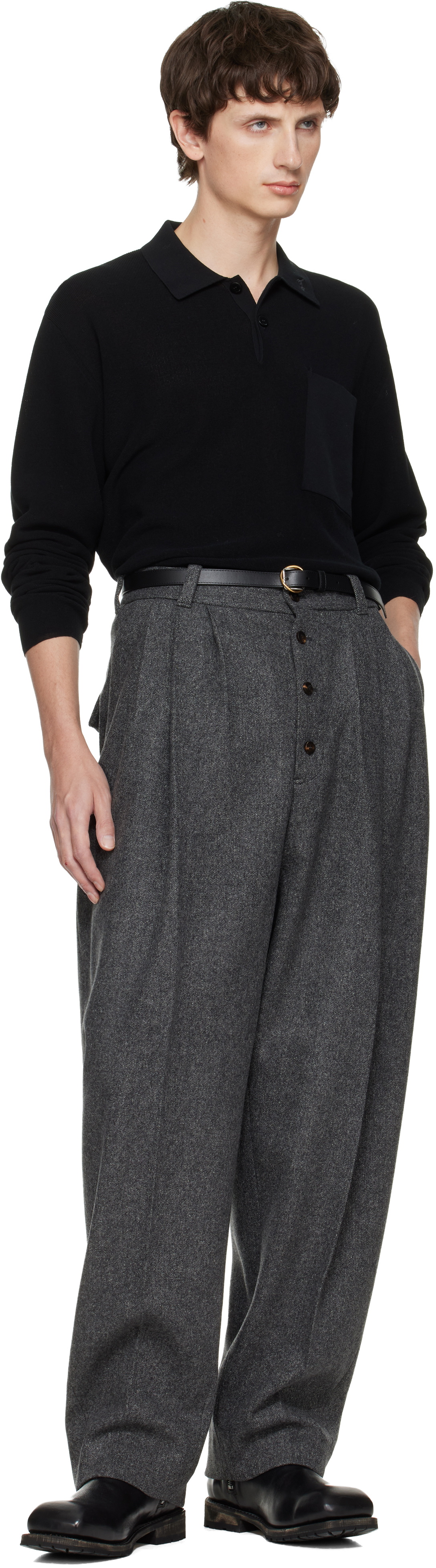 JACQUEMUS Black 'Le Polo Tricot' Polo Jacquemus