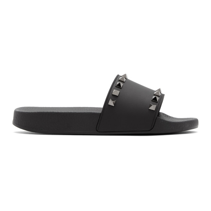 Valentino Black Valentino Garavani Rockstud Pool Slides Valentino Garavani