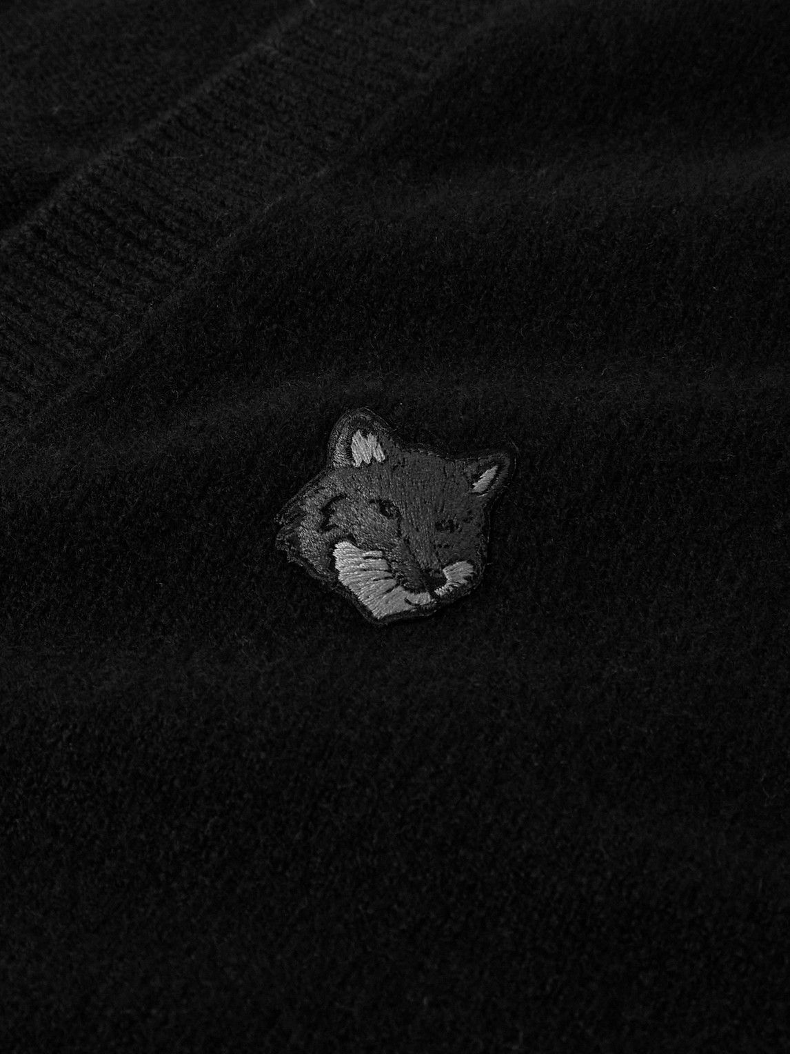 Maison Kitsuné - Bold Logo-Appliquéd Wool Cardigan - Black Maison Kitsune