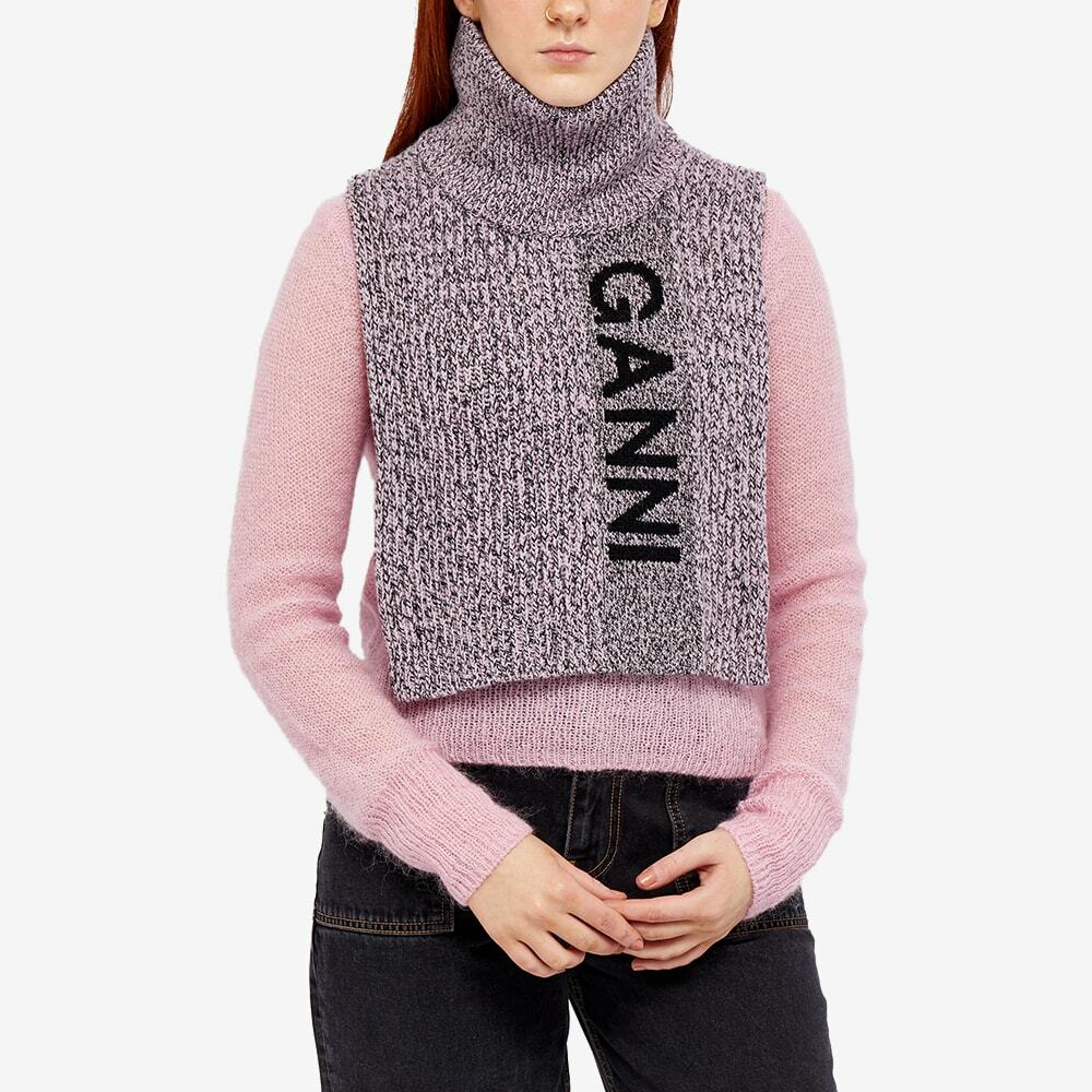 GANNI Women's Structured Rib Logo Knit in Lilac Sachet GANNI