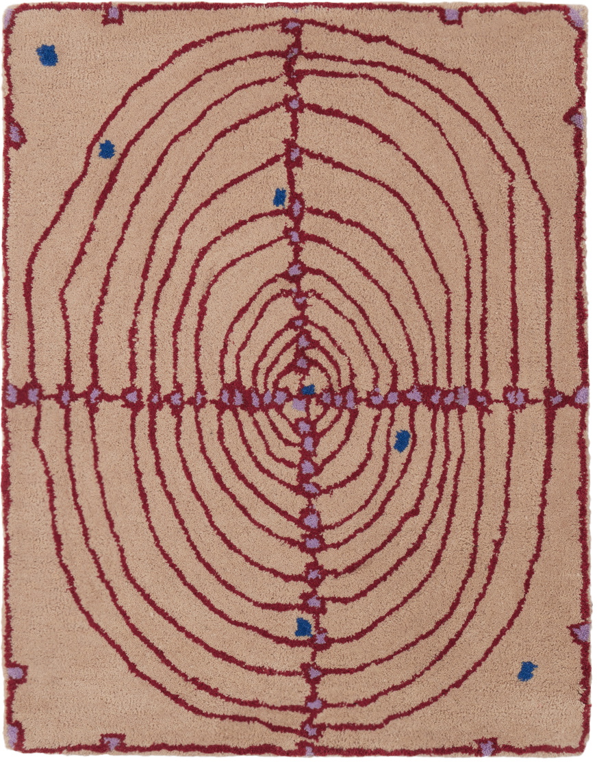 MAKI RUGS Beige & Red Bullseye Rug MAKI RUGS