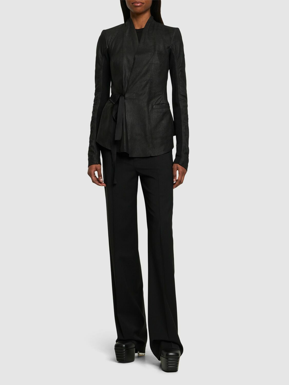 RICK OWENS - Hollywood Leather Self-tie Jacket Rick Owens