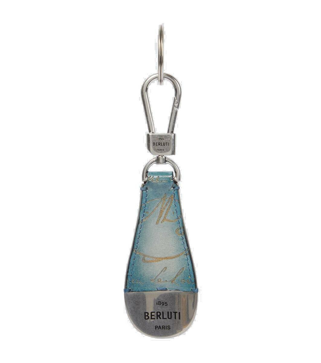 Berluti Logo leather-trimmed keychain Berluti