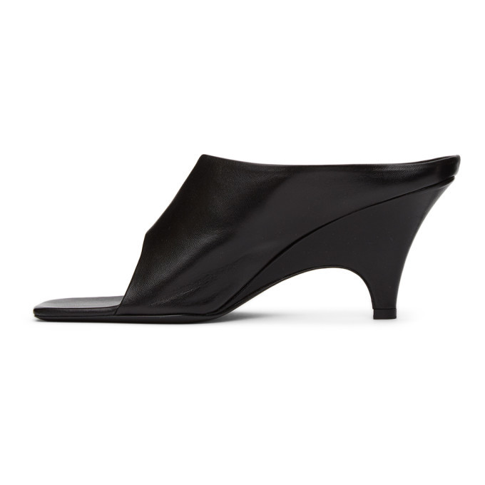 Toteme Black Leather Open Toe Mule Toteme
