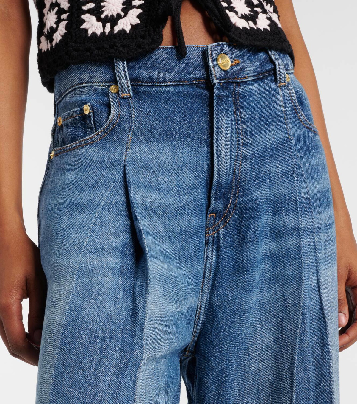 Ganni Pleated wide-leg jeans GANNI