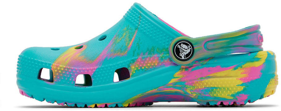 Crocs Kids Blue & Yellow Classic Marbled Sandals Crocs