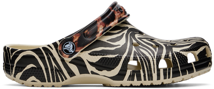 Crocs Off-White & Black Classic Zebra Clogs Crocs