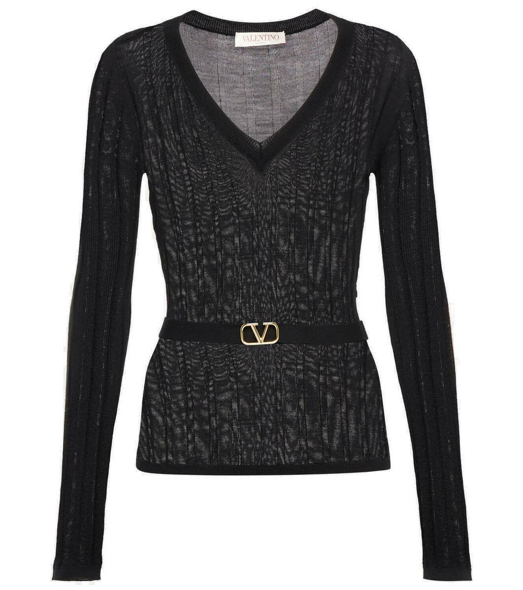 Valentino VLogo belted virgin wool sweater Valentino