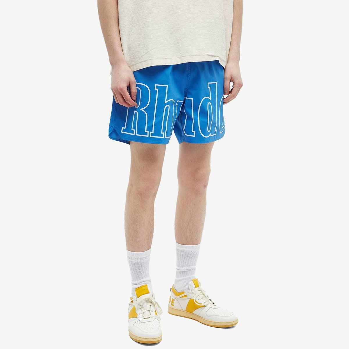 Rhude Men's Logo Swim Short in Blue Rhude
