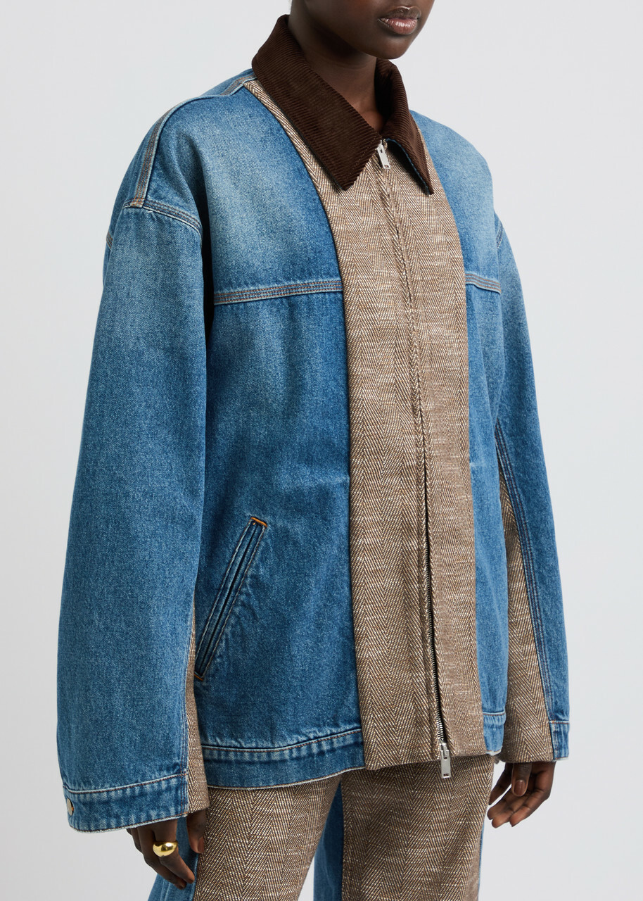 Stella Mccartney Herringbone Tweed and Denim Jacket Stella McCartney